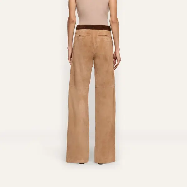 L'AGENCE Livvy Suede Straight-leg Trouser