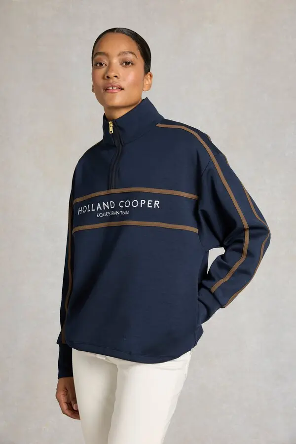 Holland Cooper Equestrian Quarter Zip Neck Sweat - Ink Navy