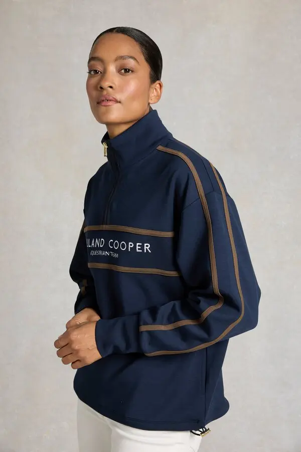 Holland Cooper Equestrian Quarter Zip Neck Sweat - Ink Navy