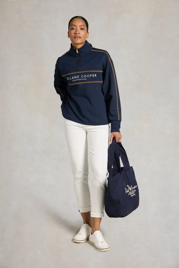 Holland Cooper Equestrian Quarter Zip Neck Sweat - Ink Navy