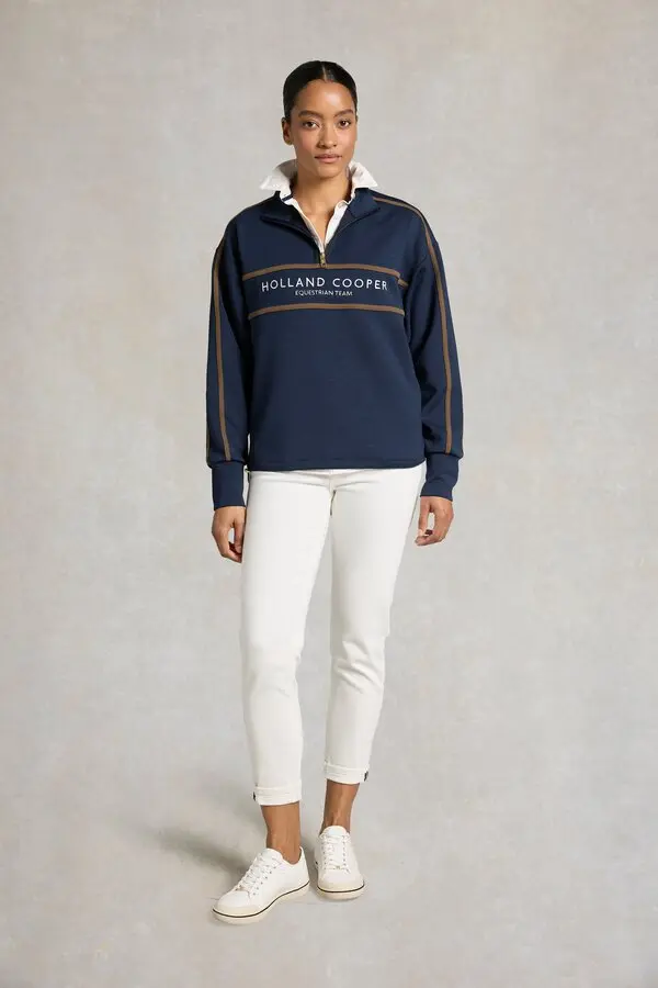 Holland Cooper Equestrian Quarter Zip Neck Sweat - Ink Navy