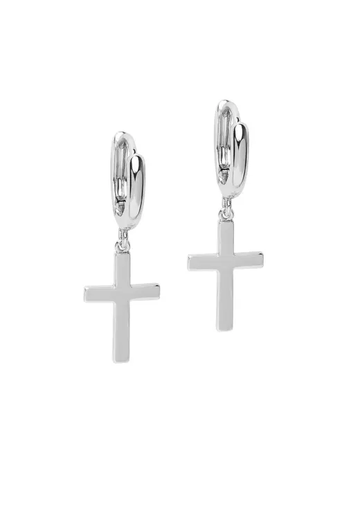 NIALAYA JEWELRY Small Cross Earrings - Silver
