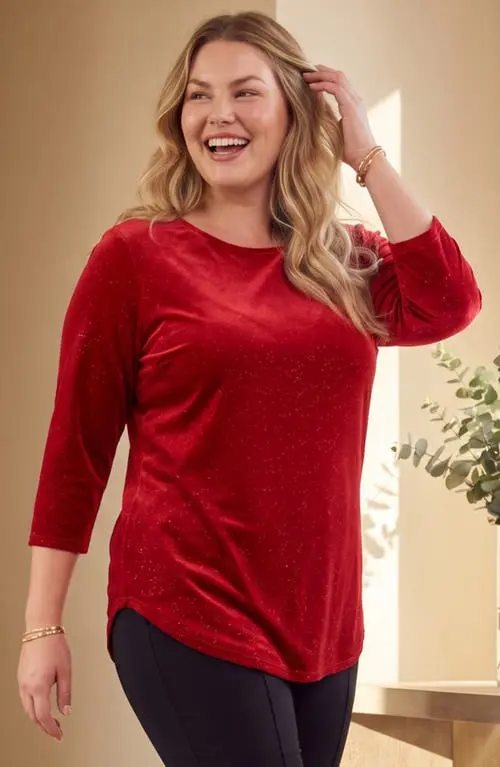 Karen Kane Sparkle Velvet Three-quarter Sleeve Top