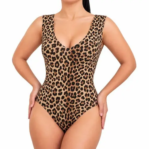 LECHERY® X Yahaira Happy Cami Shaper Contouring Sleeveless Bodysuit - Leopard