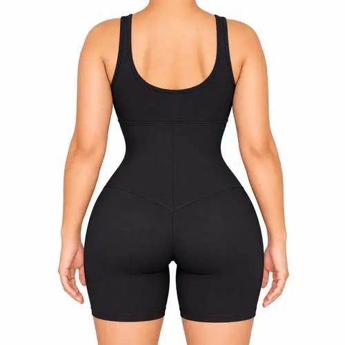 LECHERY® X Yahaira Biker Jumpsuit Body Briefers Triple Tummy Layer Shorts - Black