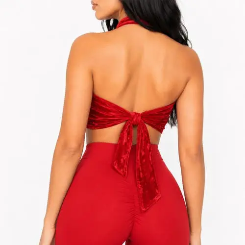 LECHERY® X Yahaira Multiway Convertible Velvet One-piece Top - Red