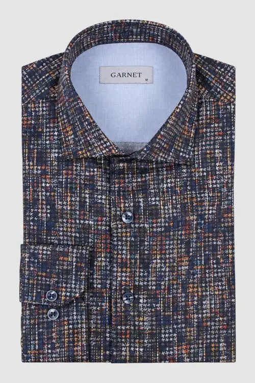 GARNET Ulric Regular-fit Print Long-sleeve Button-down Shirt