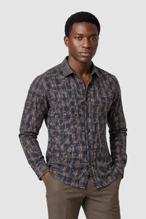 GARNET Ulric Regular-fit Print Long-sleeve Button-down Shirt