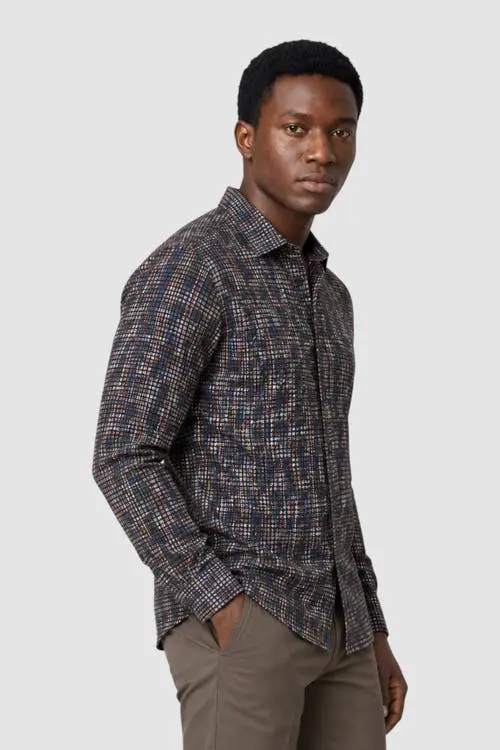 GARNET Ulric Regular-fit Print Long-sleeve Button-down Shirt