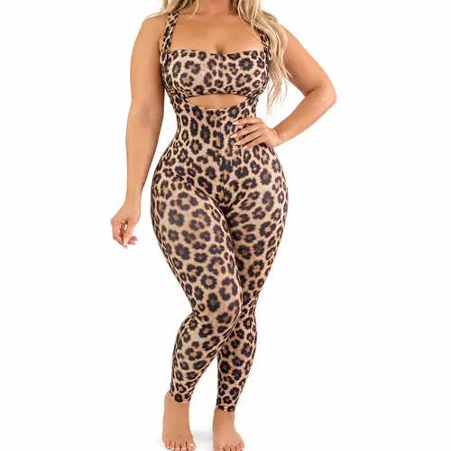 LECHERY® X Yahaira Shaping Jumpsuit With Contouring Triple Tummy Layer - Leopard