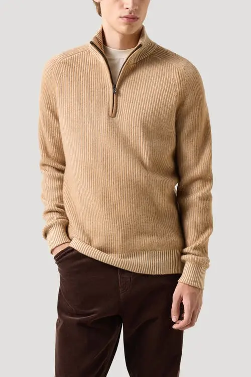 Bogner Dwayne Virgin Wool And Cashmere Turtleneck - Camel/cream