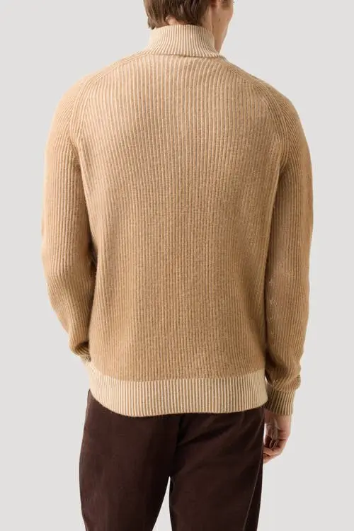 Bogner Dwayne Virgin Wool And Cashmere Turtleneck - Camel/cream