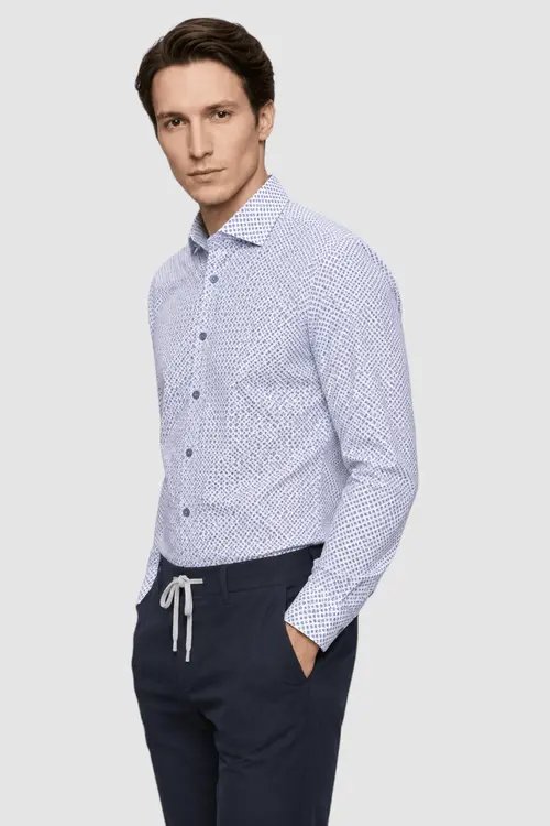 GARNET Muliana Regular-fit Print Long-sleeve Button-down Shirt
