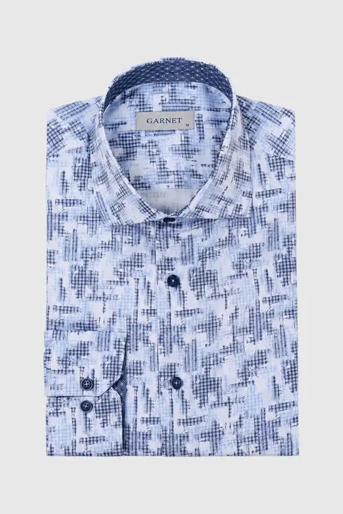 GARNET Jude Regular-fit Print Long-sleeve Button-down Shirt