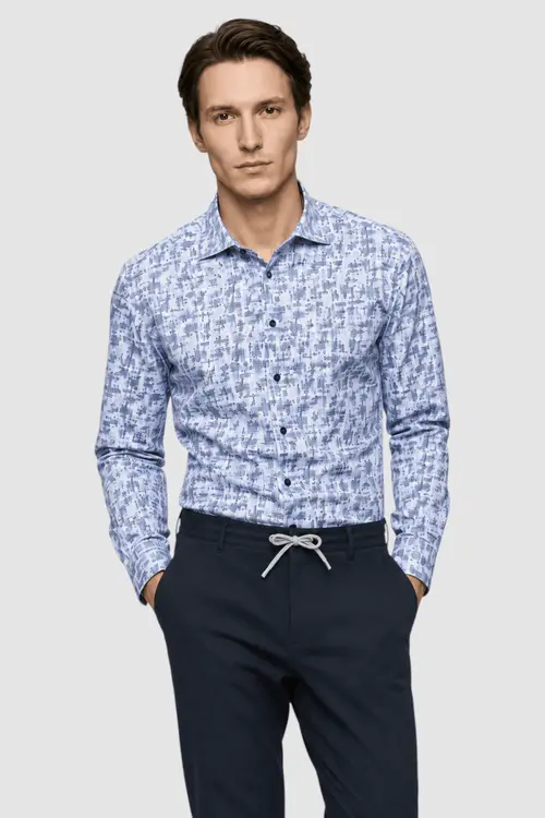 GARNET Jude Regular-fit Print Long-sleeve Button-down Shirt