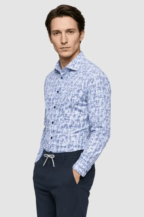 GARNET Jude Regular-fit Print Long-sleeve Button-down Shirt