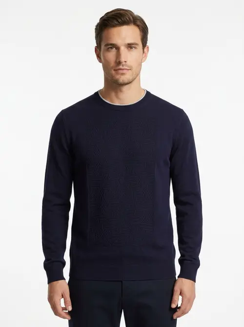 GARNET Barnaby Regular-fit Crewneck Sweater - Navy