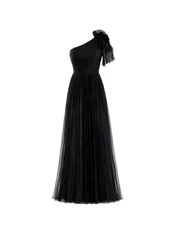 MONARH Asymmetrical Ruffled-shoulder Maxi Dress