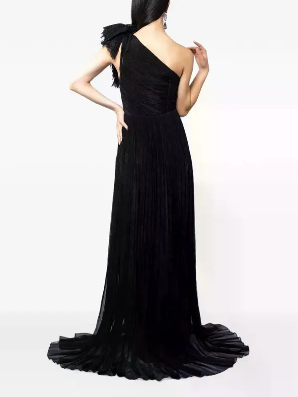 MONARH Asymmetrical Ruffled-shoulder Maxi Dress