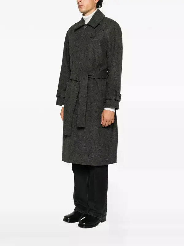 NOYOCO Belted Button-up Coat