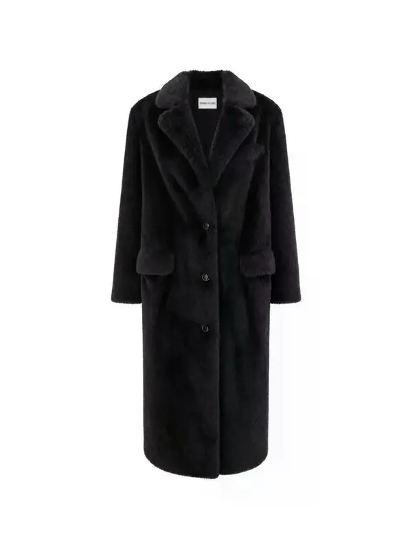 STAND STUDIO Emmie Faux-fur Single-breasted Coat - Black