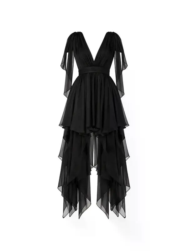 MONARH Asymmetrical Tiered Mini Dress