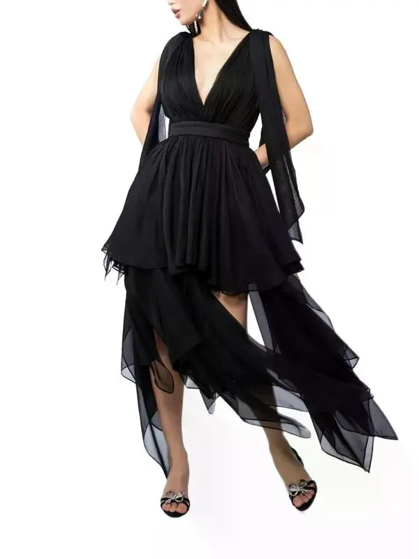 MONARH Asymmetrical Tiered Mini Dress