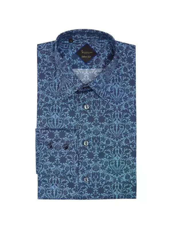 BILLIONAIRE Silver Cut Damask-print Shirt