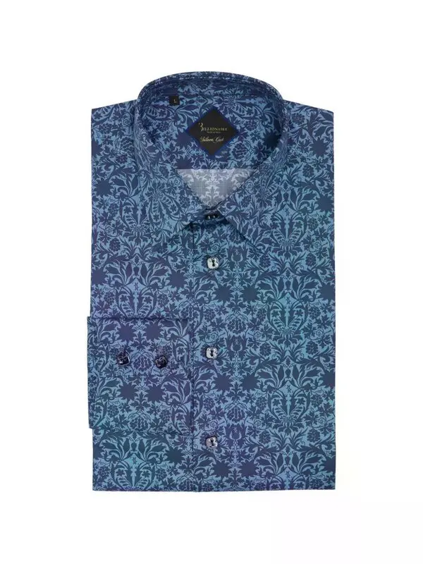 BILLIONAIRE Silver Cut Damask-print Shirt