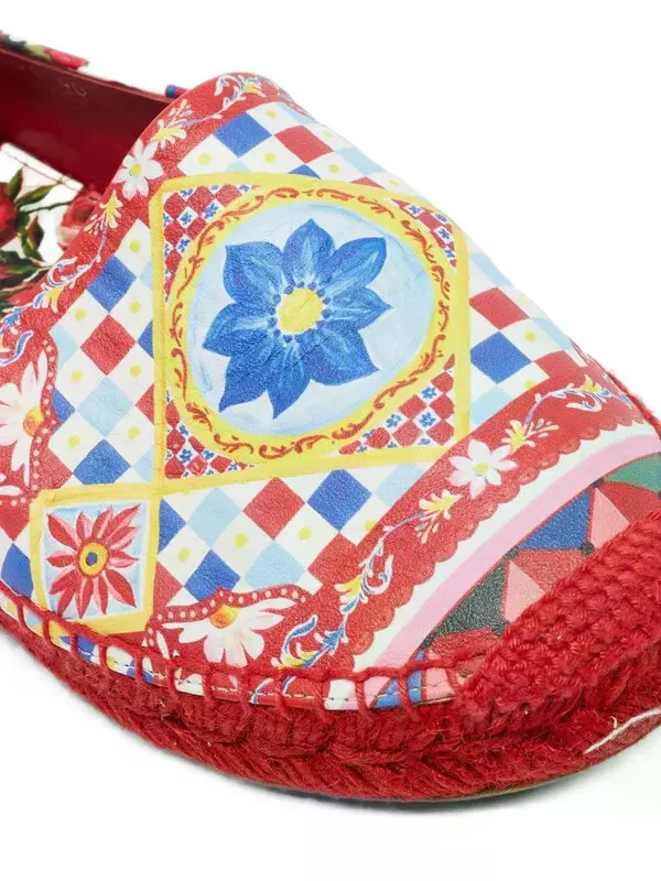 Dolce & Gabbana Majolica-print Leather Espadrilles