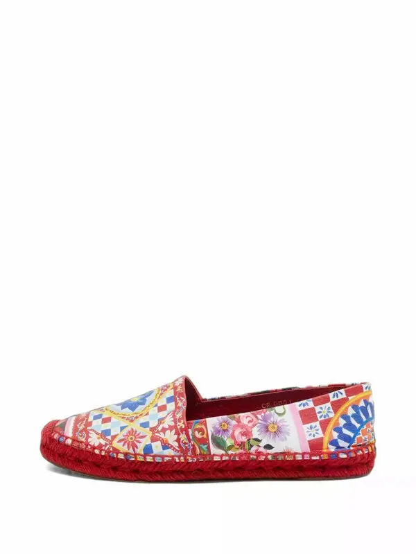 Dolce & Gabbana Majolica-print Leather Espadrilles
