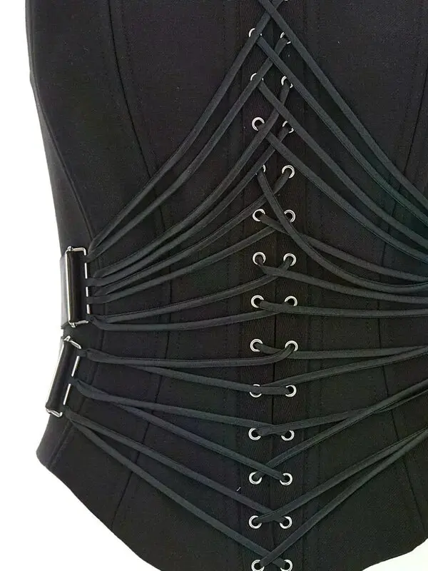 NISSA Lace-up Strapless Corset Top