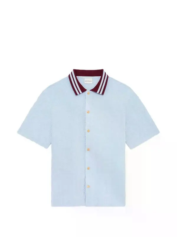Drole De Monsieur Logo-patterned Striped-collar Shirt - Blue