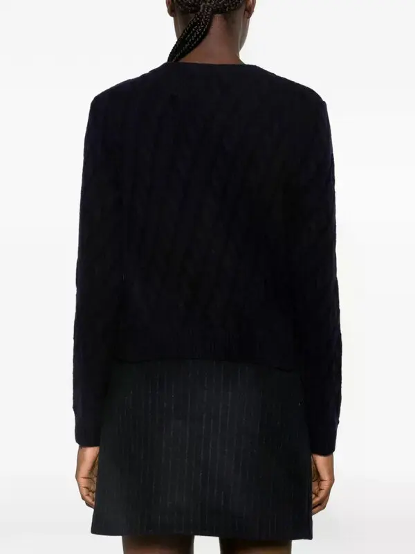SHUSHU/TONG Cable-knit Logo-patch Cardigan