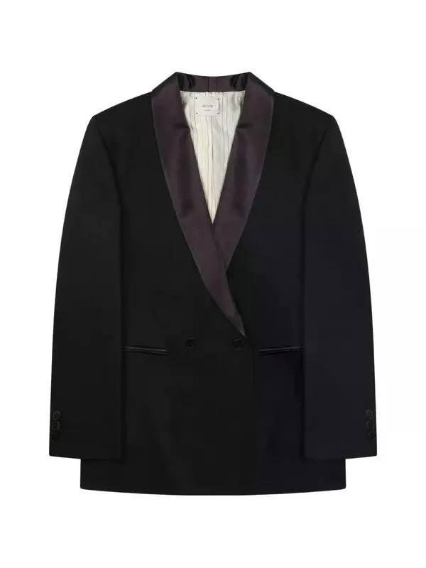ALYSI Satin-lapel Double-breasted Jacket - Black