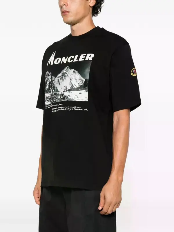 Moncler Re-icon Mountain-print Logo-patch T-shirt