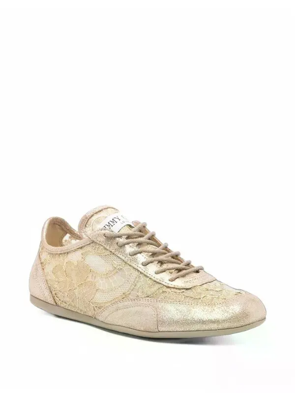 JIMMY CHOO Lace-panelled Metallic Sneakers