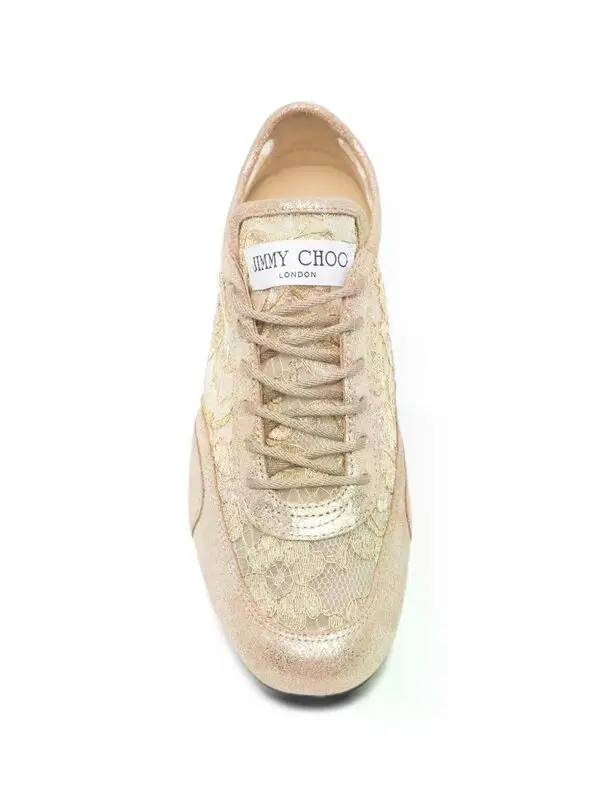 JIMMY CHOO Lace-panelled Metallic Sneakers