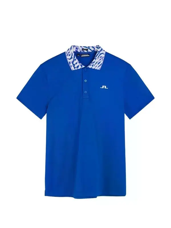 J. Lindeberg Abstract-print Collar Polo Shirt - Blue