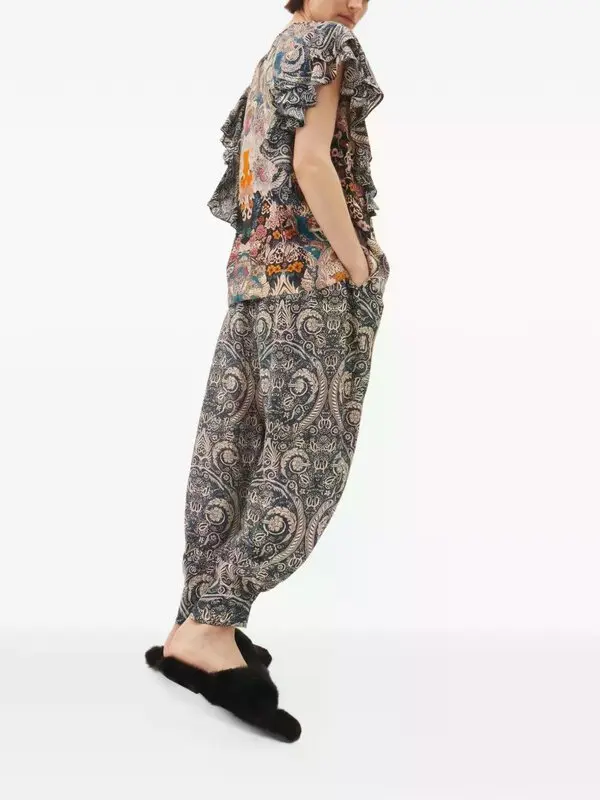 MARIA CHER Besalu Floral-print Silk Tapered Trousers