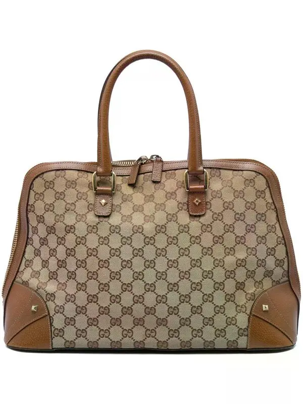 Gucci 2000-2015 Gg Canvas Dome Nailhead Handbag - Neutrals