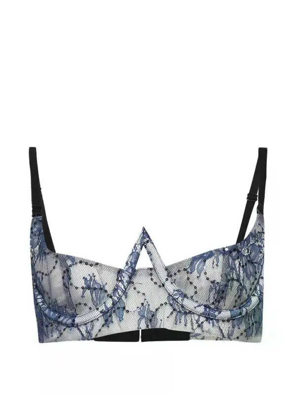 Natasha Zinko Sequin-embellished Lace-overlay Bra - White