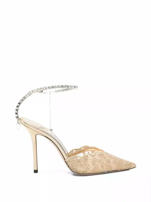 JIMMY CHOO Saeda Lace-mesh Pumps - Neutrals