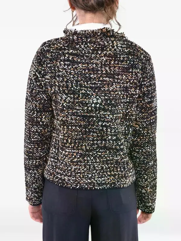 KANGRA Bouclé Frayed-edge Button-fastening Cardigan