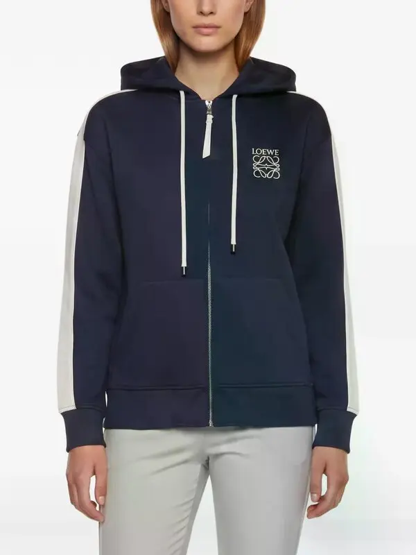 Loewe Anagram Side-stripe Hoodie - Blue