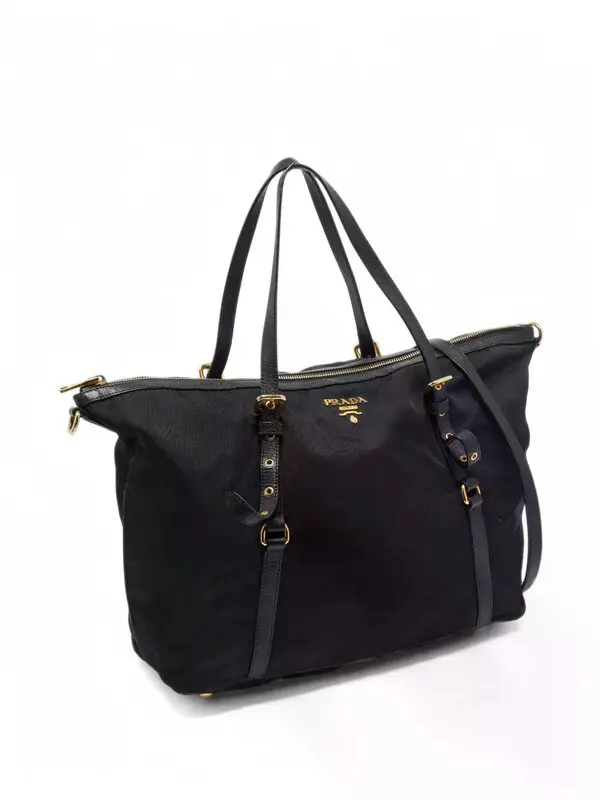 Prada Buckled Leather-trim Tote Bag