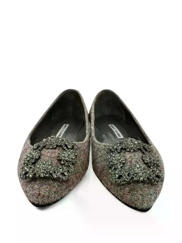 Manolo Blahnik Hangisi Tweed Flat Sandals