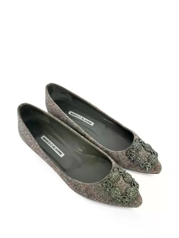 Manolo Blahnik Hangisi Tweed Flat Sandals