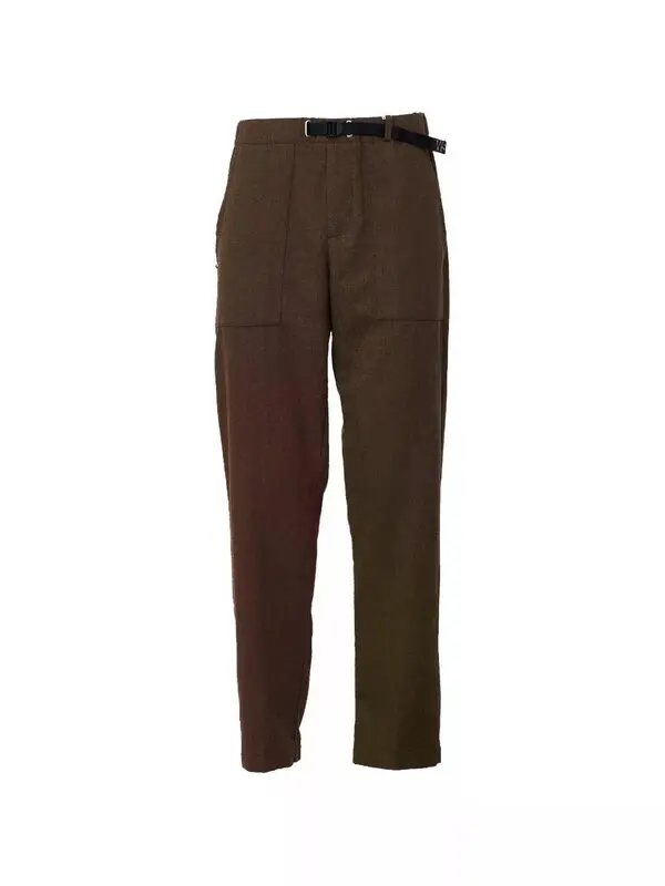 WHITE SAND Belted Logo-patch Trousers