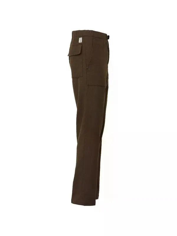WHITE SAND Belted Logo-patch Trousers